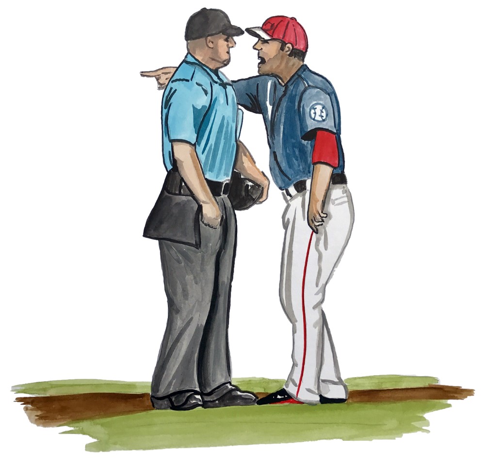 Umpire and Player Arguing - Art Decals / Stickers